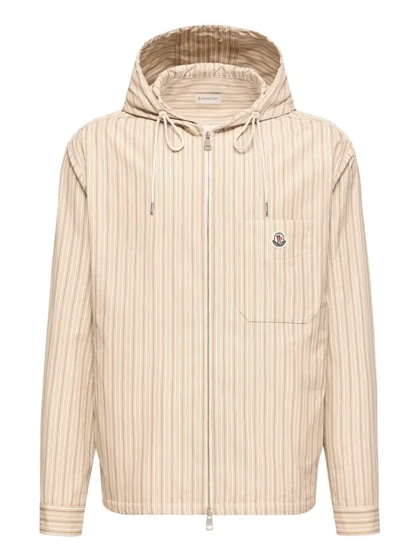 Moncler Striped Cotton Poplin Shirt - Beige