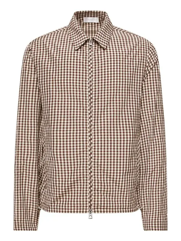 Moncler Vichy Cotton Blend Zip-up Shirt Jacket - Multicolor