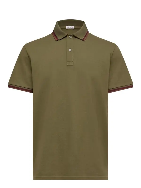 Moncler Double Collar Cotton Piquet Polo Shirt - Green