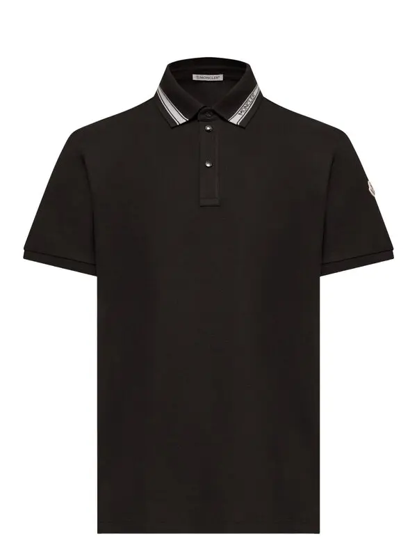 Moncler Cotton Piquet Polo Shirt - Black