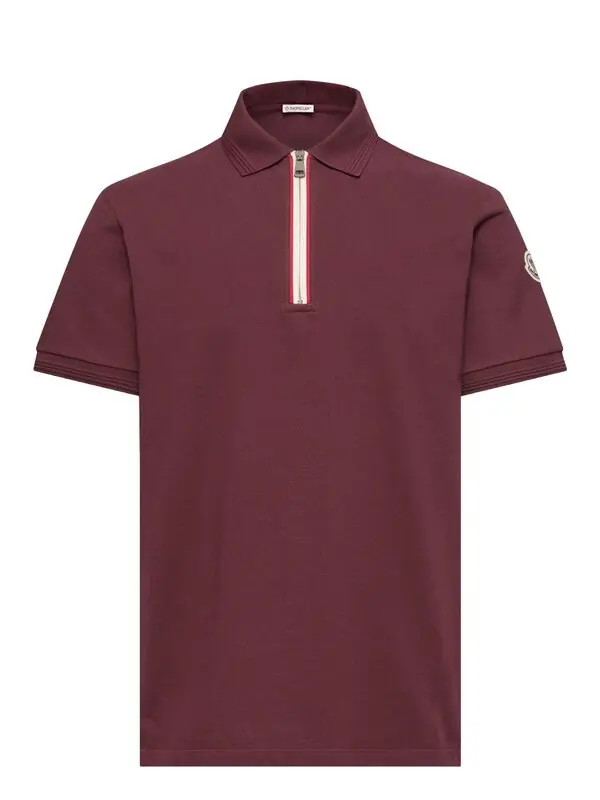 Moncler Tricolor-trimmed Cotton Polo Shirt - Red