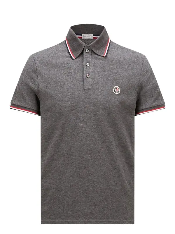 Moncler Tricolor-trimmed Cotton Piquet Polo Shirt - Grey