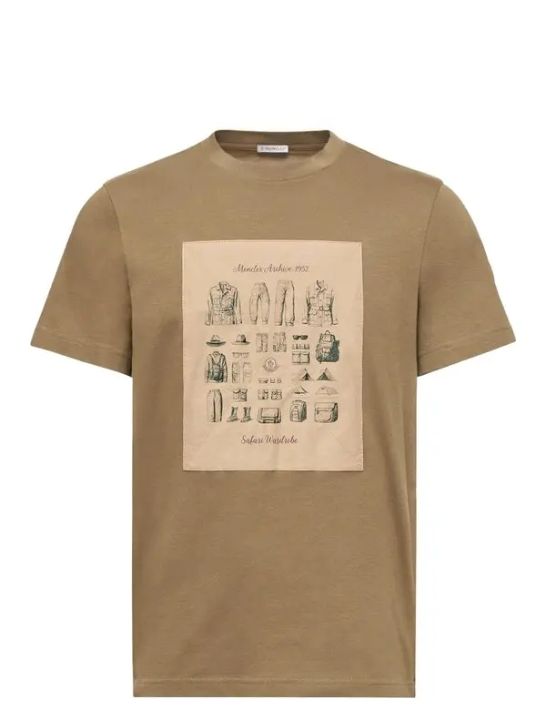 Moncler Safari Wardrobe Print Cotton T-shirt - Green