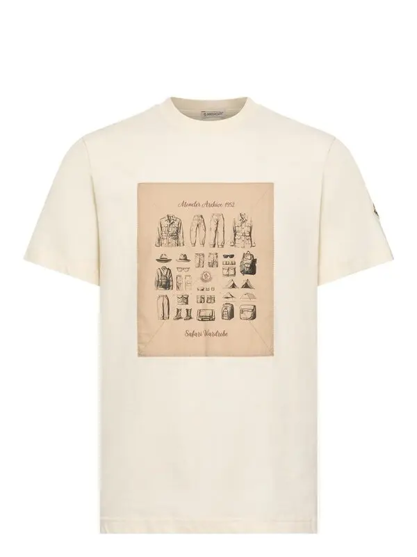 Moncler Safari Wardrobe Print Cotton T-shirt - White
