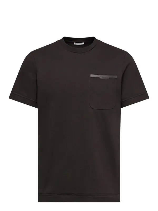 Moncler Leather-trimmed Cotton T-shirt - Black