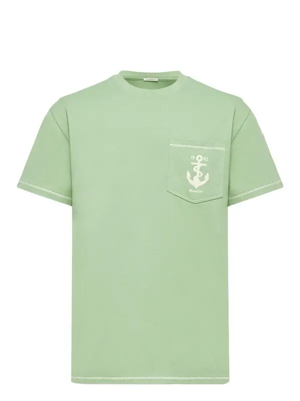 Moncler Embroidered Anchor Cotton T-shirt - Green