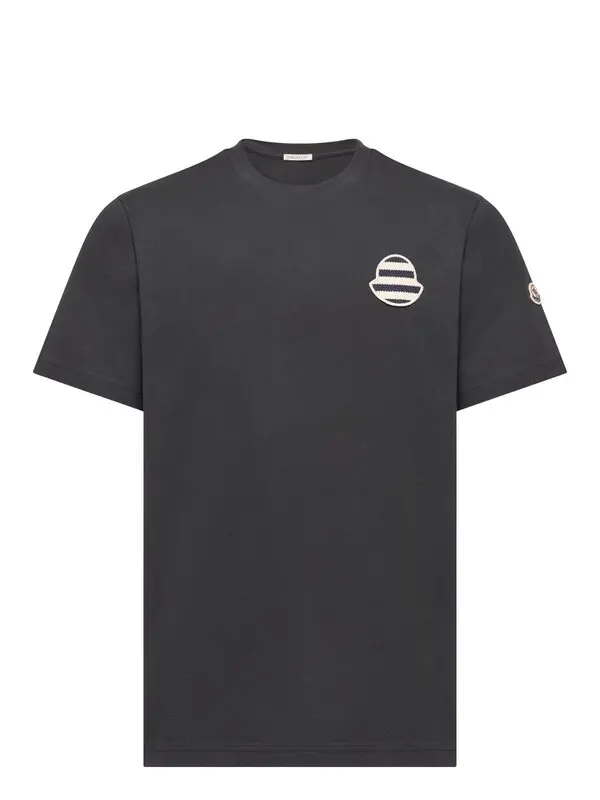 Moncler Striped Logo Cotton Jersey T-shirt - Blue