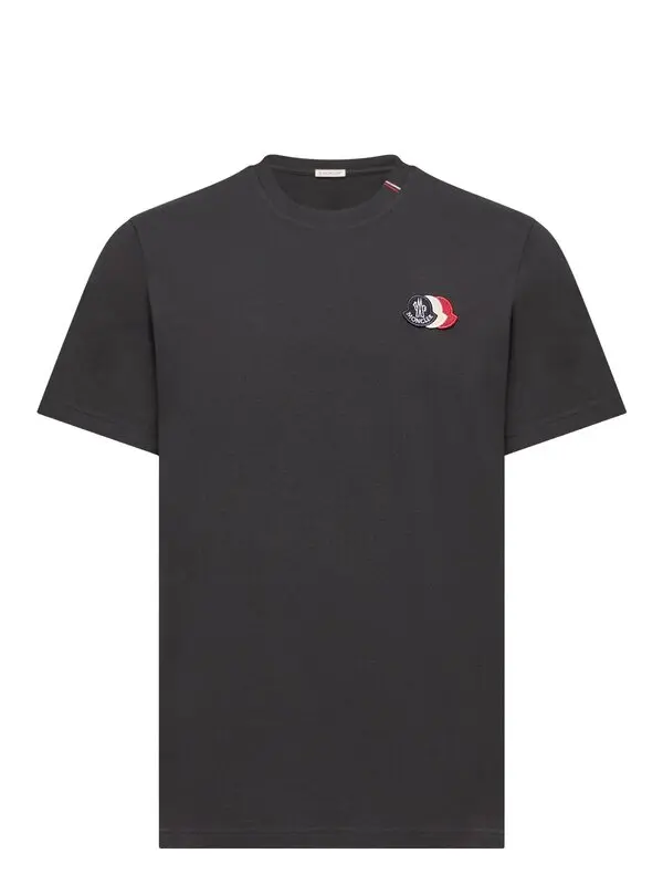 Moncler Embroidered Tricolor Logo Cotton T-shirt - Blue