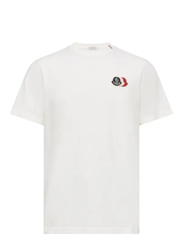 Moncler Embroidered Tricolor Logo Cotton T-shirt - White