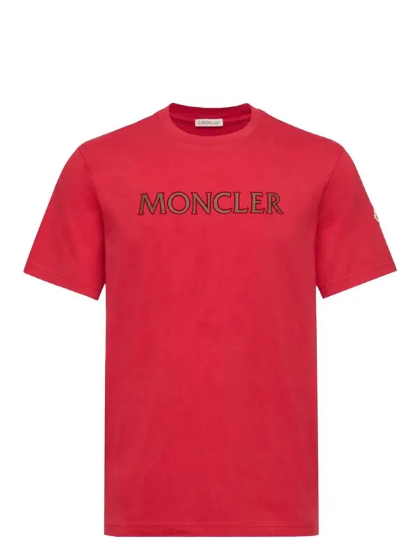 Moncler Logo Print Cotton T-shirt - Red