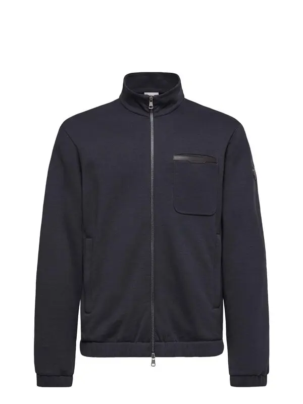 Moncler Cotton Blend Zip-up Sweatshirt - Blue