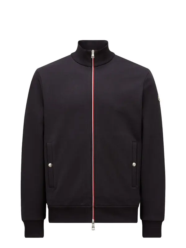 Moncler Tricolor-trimmed Cotton Zip-up Sweatshirt - Blue