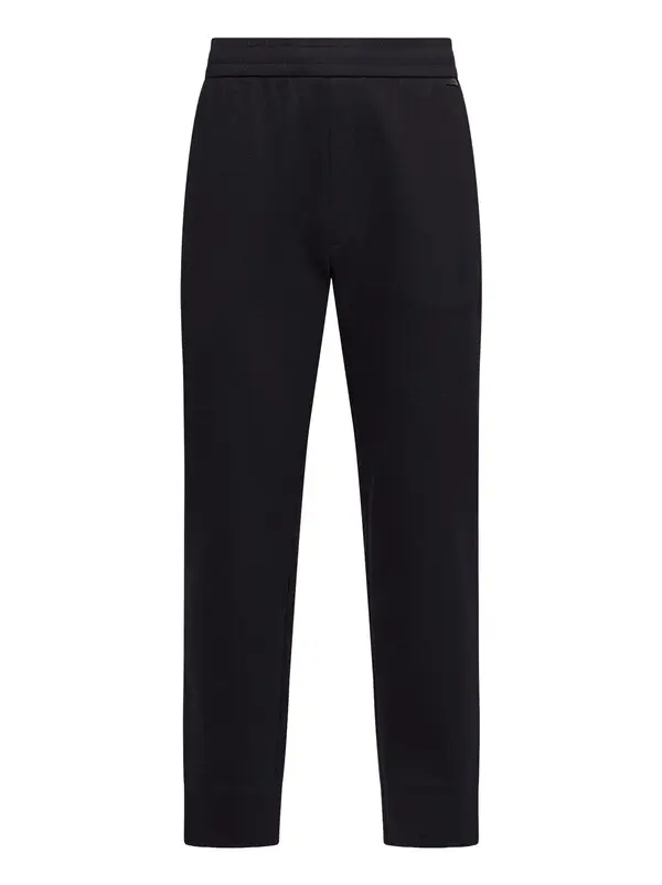 Moncler Leather Logo Cotton Blend Sweatpants - Blue
