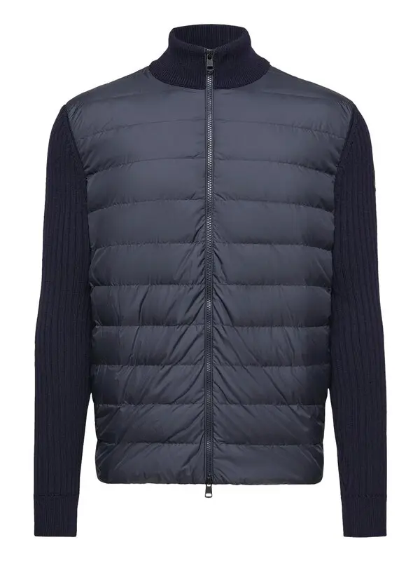 Moncler Padded Wool Zip-up Cardigan - Blue