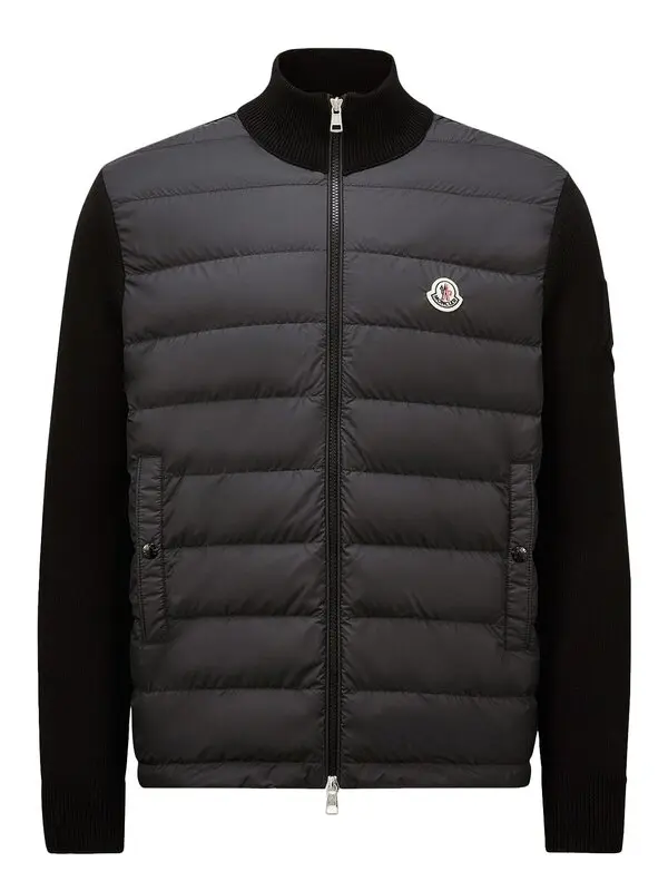 Moncler Padded Cotton Zip-up Cardigan - Black