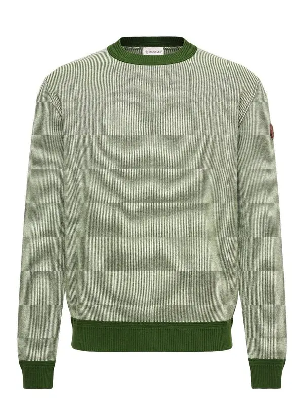 Moncler Leather Logo Cotton Sweater - Green