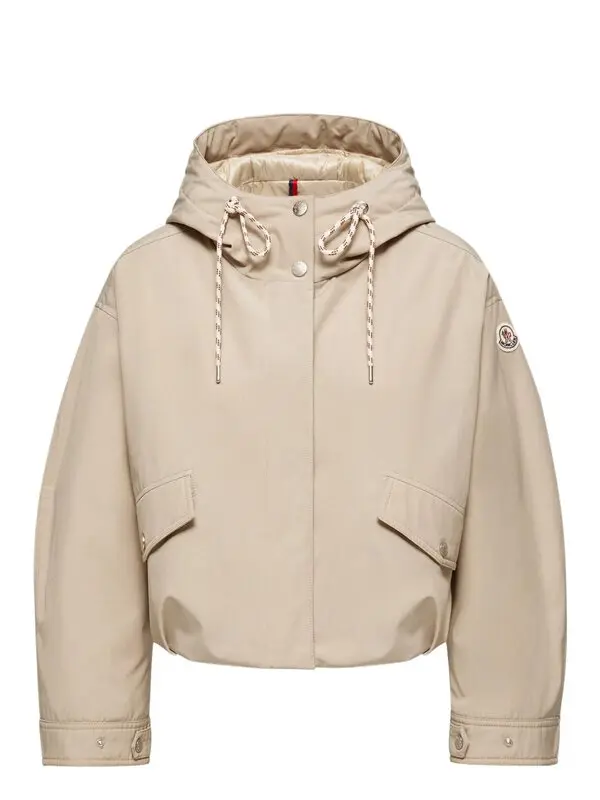 Moncler Eucalyptus Cropped Down Jacket With Hood - Beige