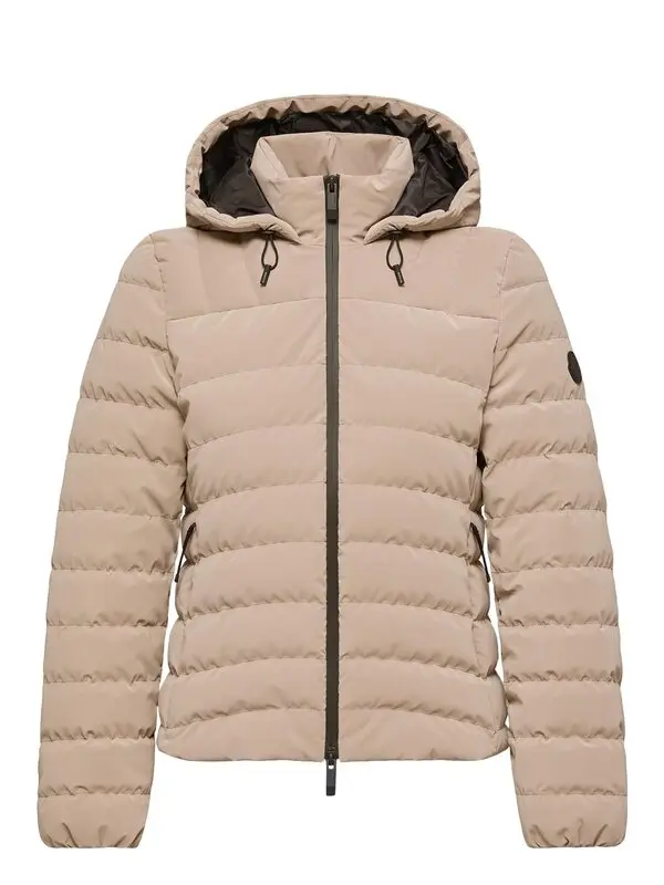 Moncler Trèfle Hooded Short Down Jacket - Beige