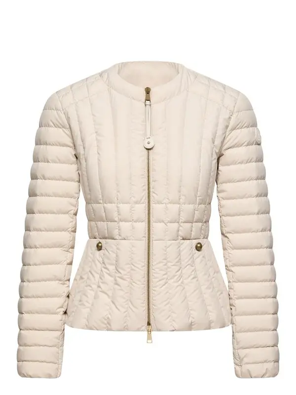 Moncler Menthe Vertical-quilted Short Down Jacket - Beige