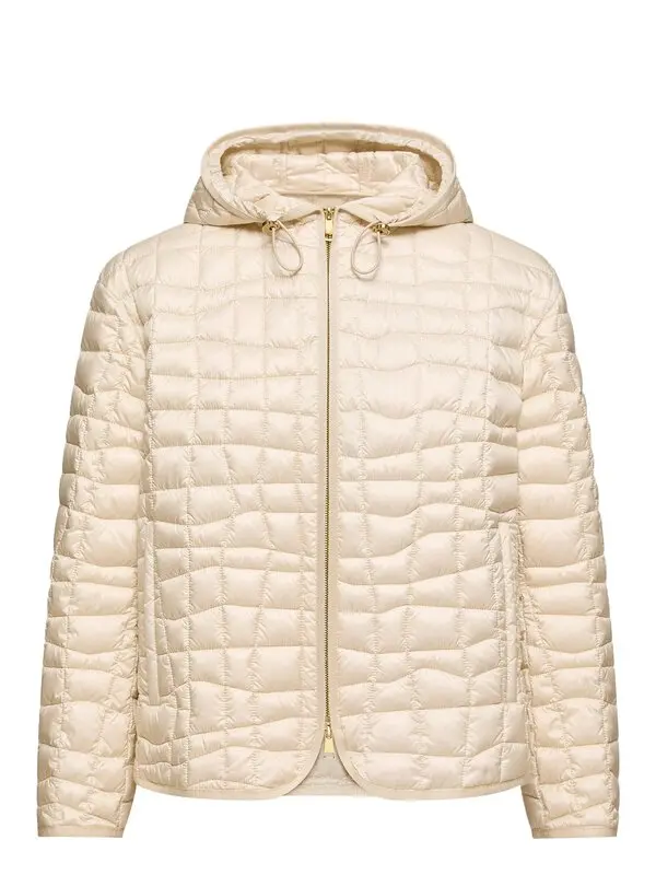 Moncler Eglantier Hooded Geometric-quilted Short Down Jacket - Beige
