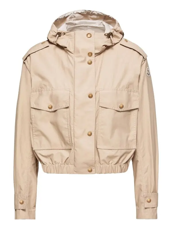 Moncler Carex Hooded Cotton Blend Poplin Jacket - Beige