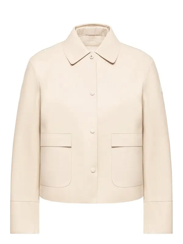 Moncler Haricot 3-in-1 Leather Down Shirt Jacket - White