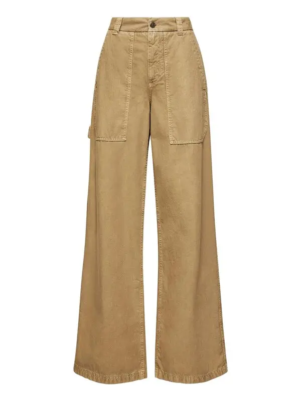 Moncler Cotton Wide Leg Pants - Beige