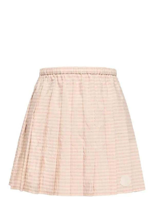 Moncler Vichy Cotton Blend Pleated Mini Skirt - Pink