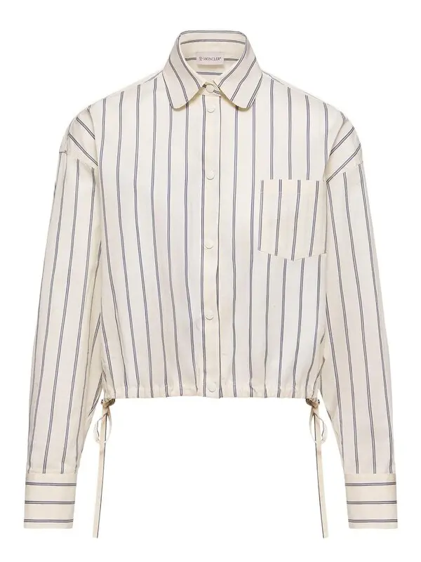 Moncler Striped Cotton & Silk Long Sleeve Shirt - White