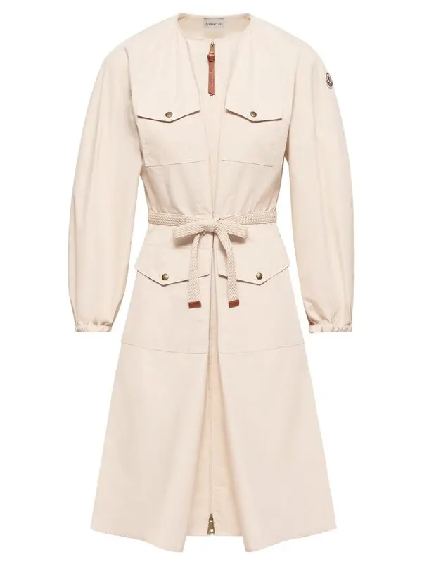 Moncler Pleated Poplin Dress - Beige