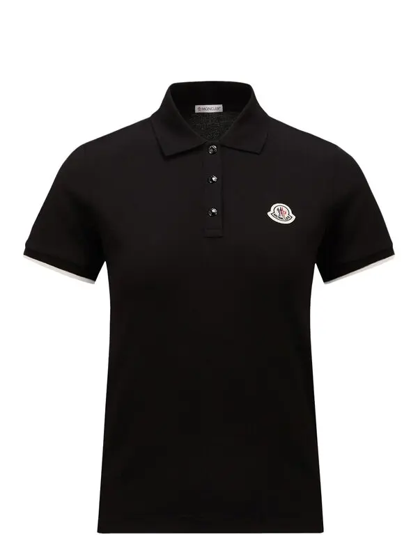 Moncler Cotton Piquet Polo Shirt With Logo Detail - Black