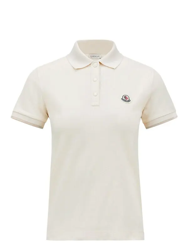 Moncler Cotton Piquet Polo Shirt With Logo Detail - White