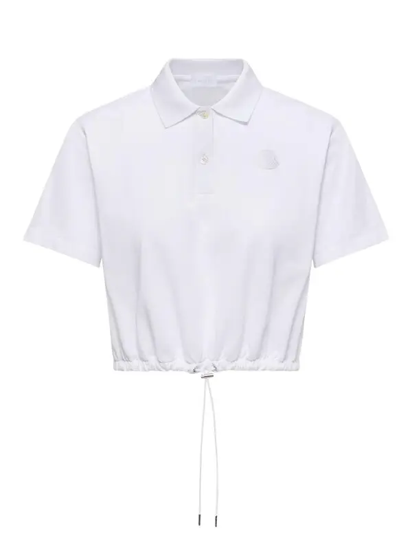 Moncler Cropped Cotton Piquet Polo Shirt - White