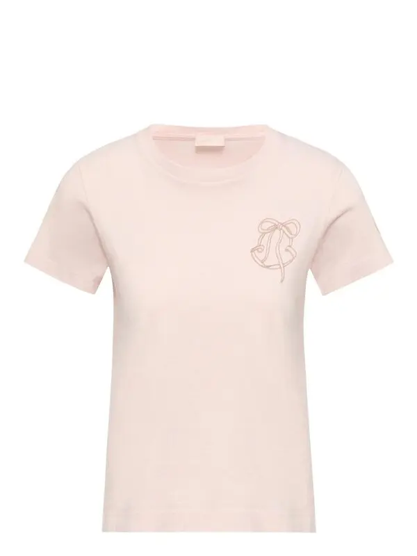 Moncler Embroidered Logo Cotton T-shirt - Pink