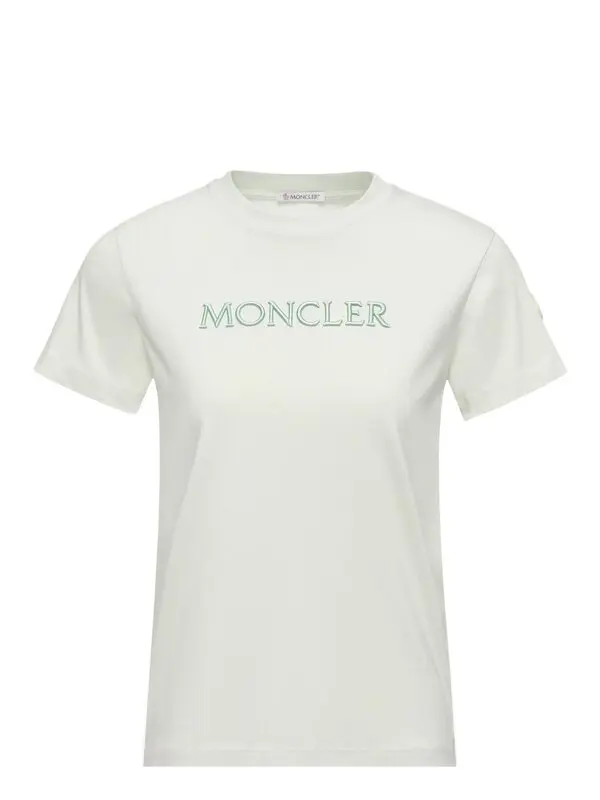 Moncler Embroidered Tonal Logo Cotton T-shirt - Green
