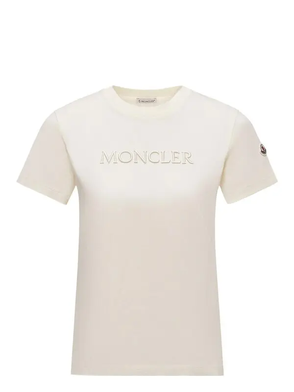 Moncler Embroidered Tonal Logo Cotton T-shirt - White