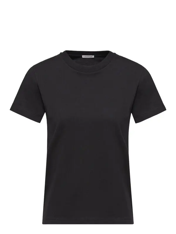 Moncler Embroidered Logo Cotton T-shirt - Black