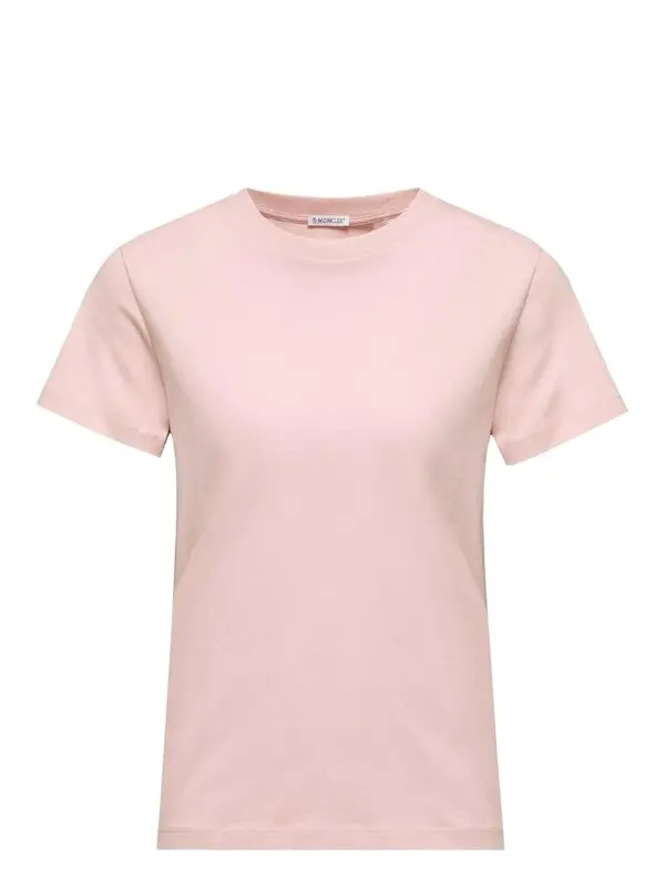 Moncler Embroidered Logo Cotton T-shirt - Pink
