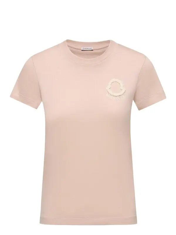 Moncler Embroidered Logo Cotton T-shirt - Pink