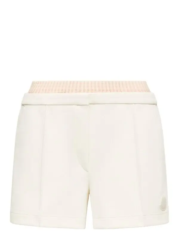 Moncler Layered Effect Vichy Cotton Blend Shorts - White