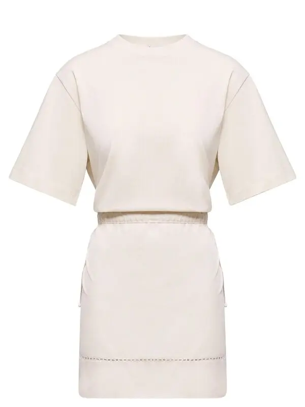 Moncler Cotton Blend Mini T-shirt Dress - White