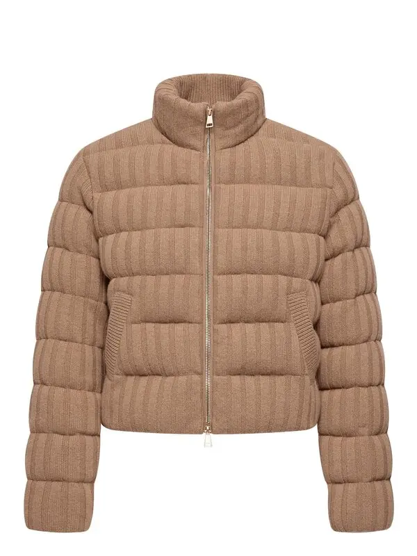 Moncler Wool & Cashmere Blend Padded Cardigan - Beige
