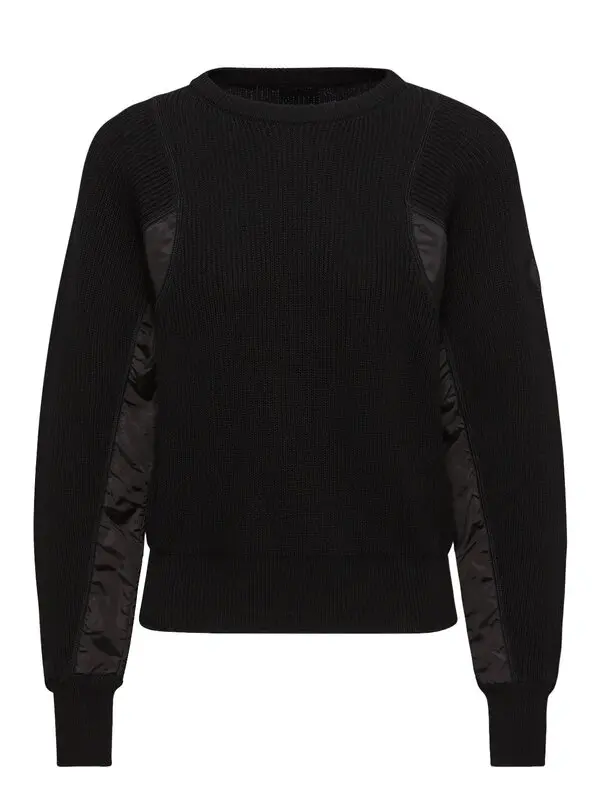 Moncler Cotton Sweater With Technical Inserts - Black