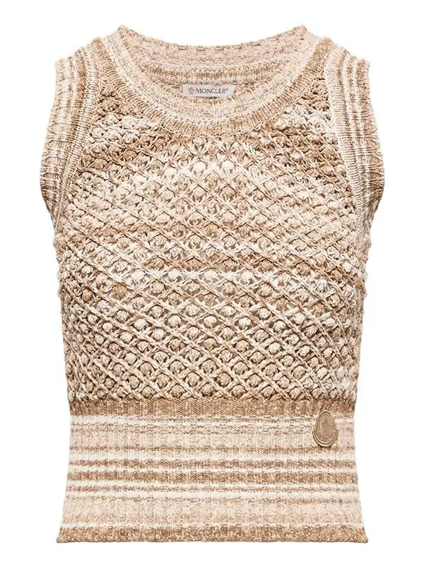 Moncler Striped Knit Tank Top - Beige