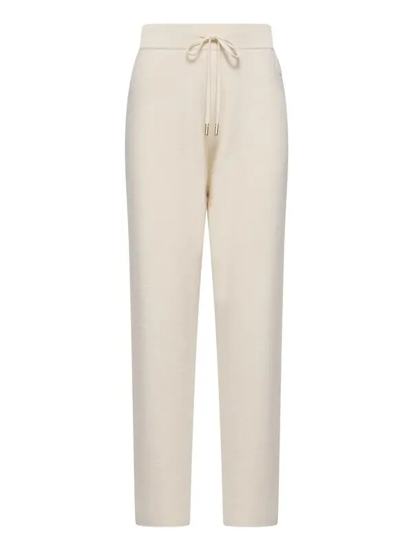 Moncler Wool & Cashmere Blend Cropped Drawstring Jogging Pants - White
