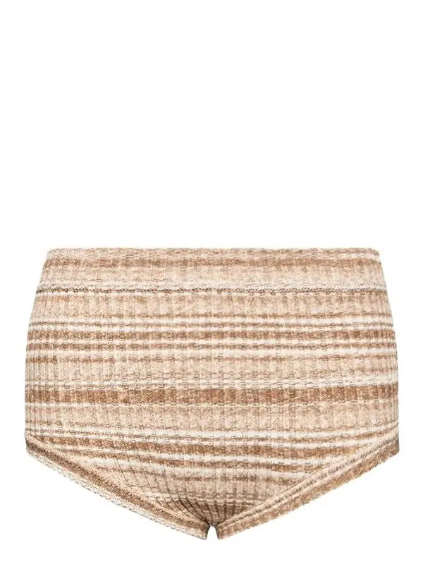 Moncler Striped Ribbed Mini Shorts - Beige