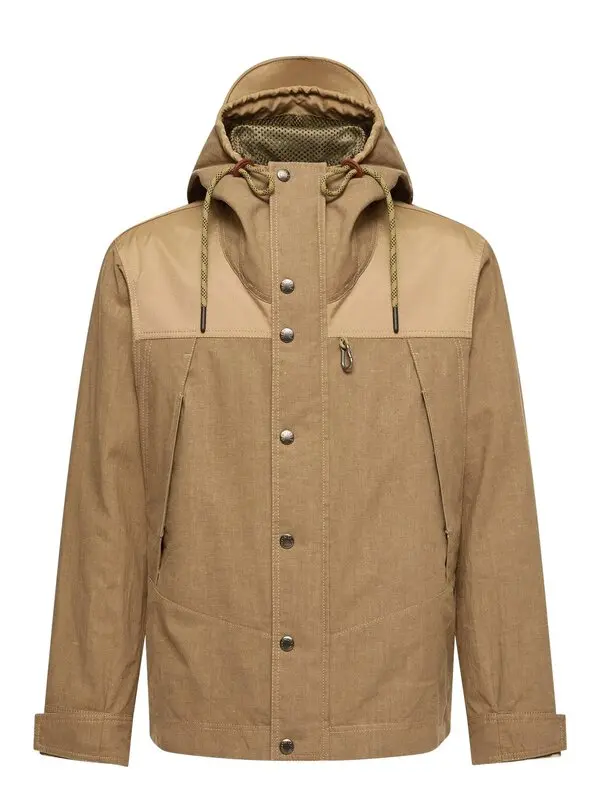 Moncler Givors Linen Hooded Jacket - Brown