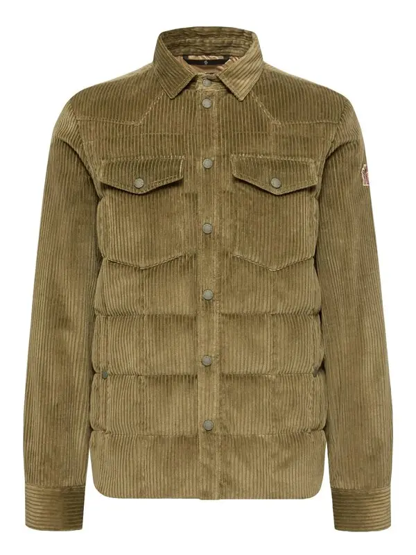 Moncler Gelt Corduroy Down Shirt Jacket - Green