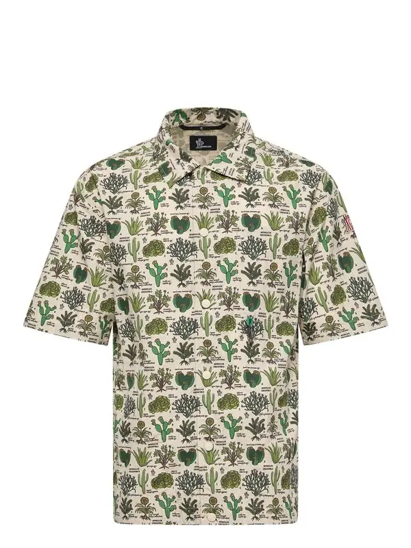 Moncler Botanical Print Cotton Blend Short Sleeve Shirt - Multicolor