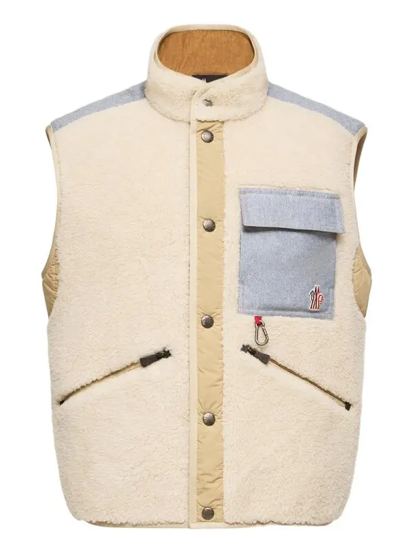 Moncler Teddy & Chambray Vest - Beige